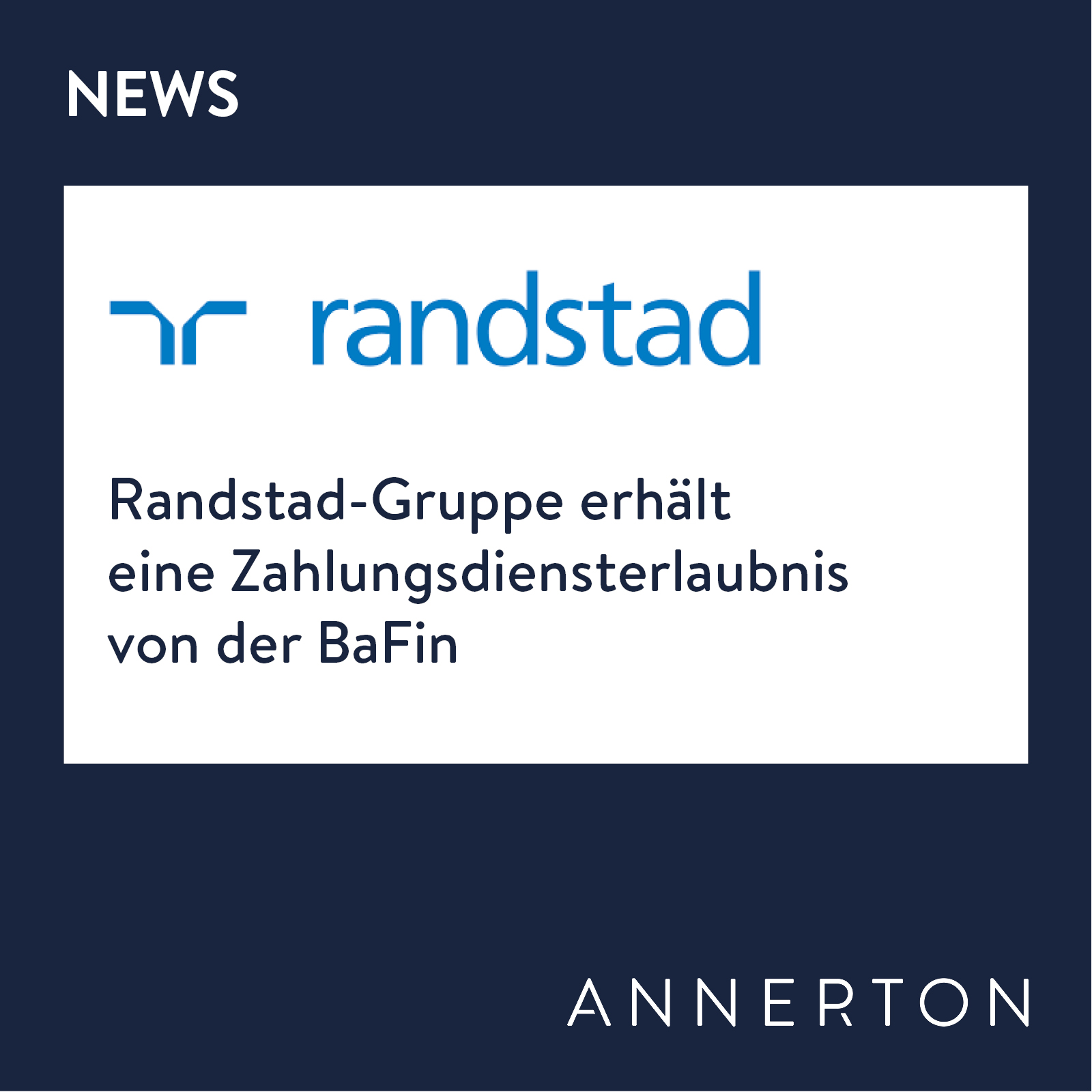 Randstad Group receives a payment services licence from BaFin